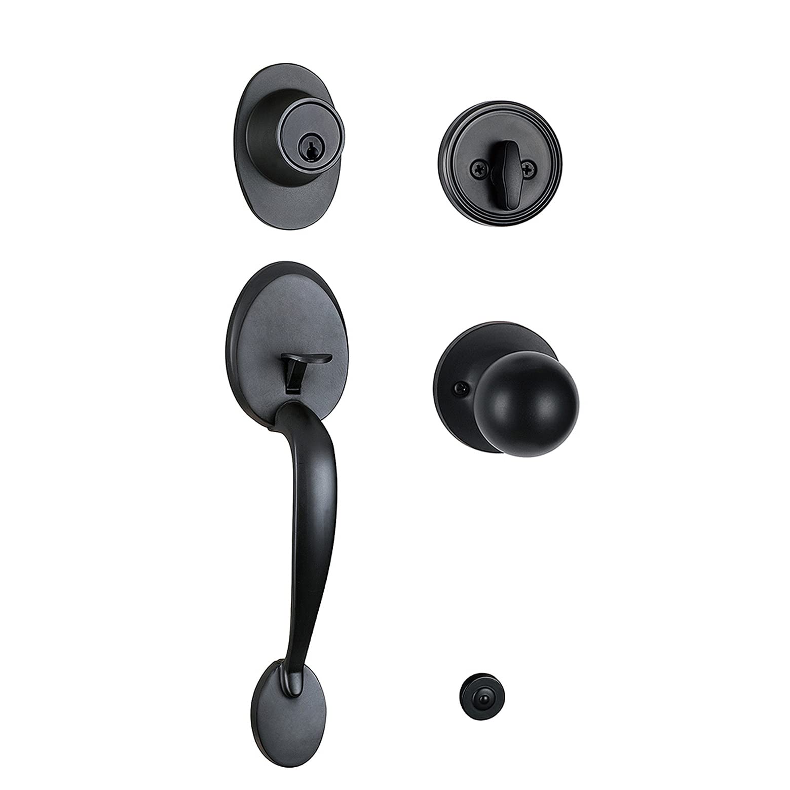 Iron Black Keyed Entry Door Handleset Front Door Lock with Deadbolt and Knob Handle- Classic1998DB Handleset (Keyed Handlest(1PCS))