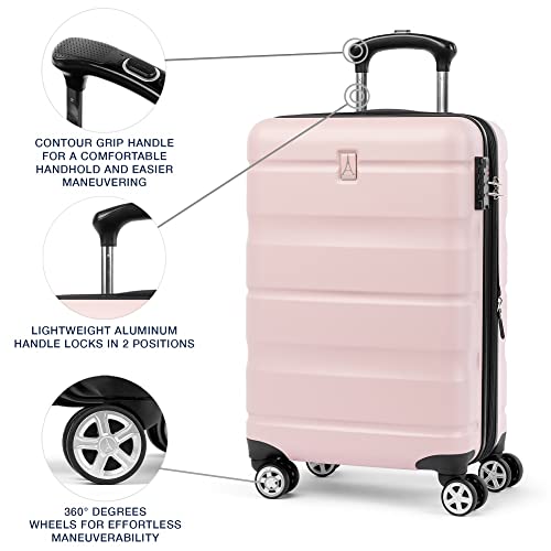 Travelpro Runway 2 Piece Luggage Set, Carry-on & Convertible Medium to Large Check-in Hardside Expandable Luggage, 8 Spinner Wheels, TSA Lock, Hardshell Suitcase, Powder Pink
