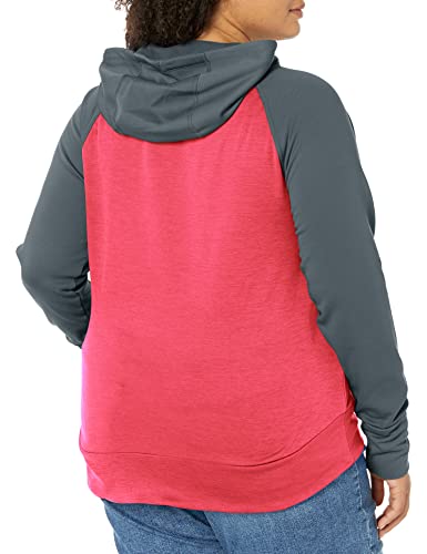 Hanes womens Sport Performance Fleece Pullover Hoodie Hoody, Dada Grey Solid/Razzle Pink Heather, Large US