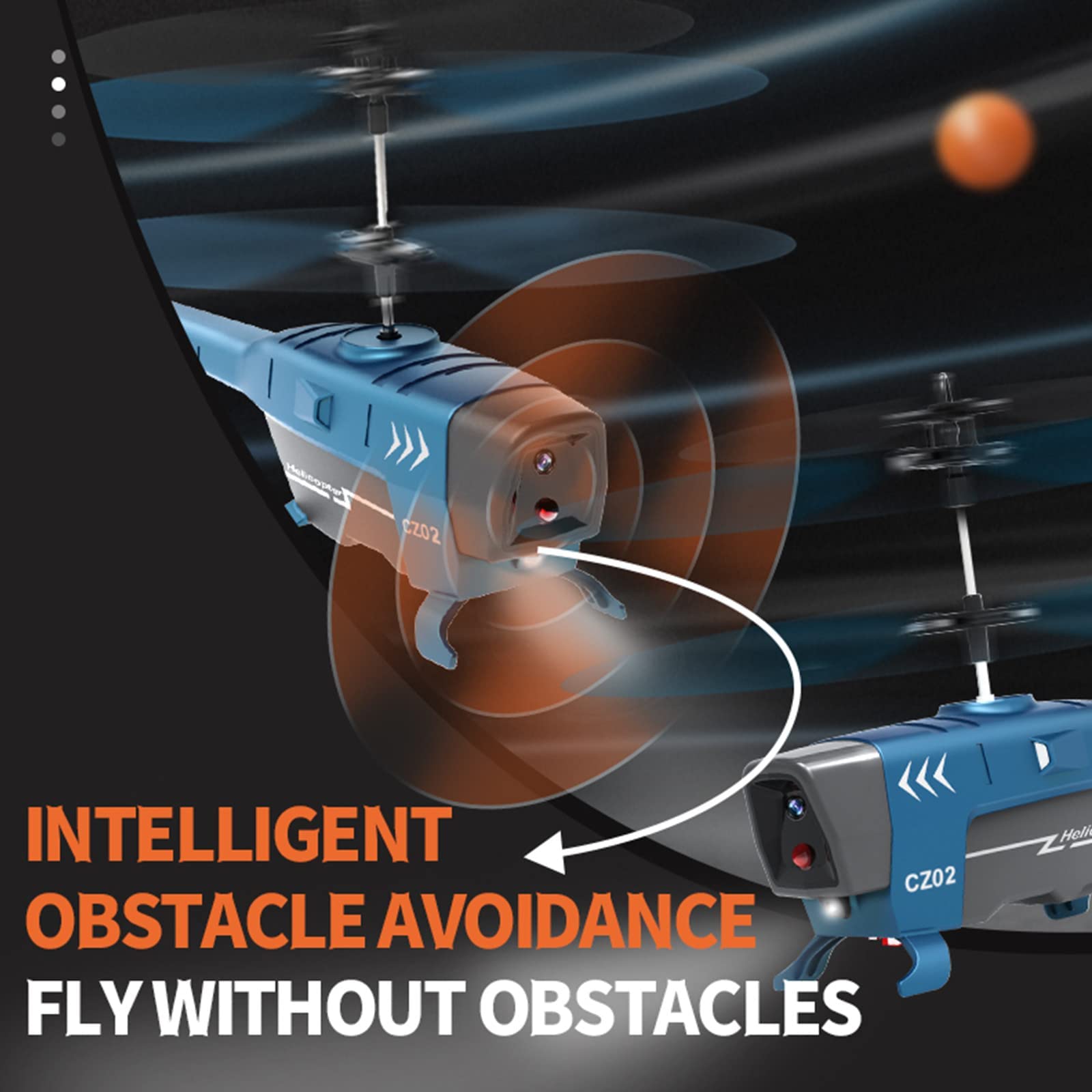 HTZKO Remote Control Helicopter for Kids, RC Helicopter for Adults, Induction Obstacle Avoidance Helicopter Toys for Boys Auto-Hovering One Key Take Off/Landing Helicopter Gift for Boys Girls