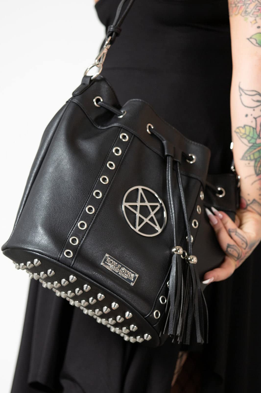 Killstar Sweet Terror Pentagram Studded Bucket Bag Crossbody Purse