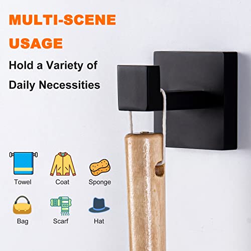 Taucent Bath Towel Hook, Matte Black Robe Hook for Bathroom Wall Mounted Heavy Duty Hook 304 Stainless Steel Robe Hooks for Bathroom Kitchen(2 Pack)