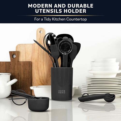 Home Hero Silicone Kitchen Utensils Set - Cooking Utensils Set - Silicone Cooking Utensils Set - Silicone Utensil Set - Silicone Utensils For Cooking Kitchen Utensil Set (44 Pcs - Black)