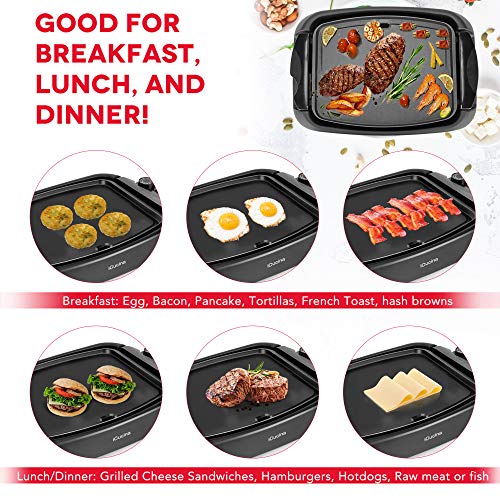iCucina Griddle Grill Combo, 3-in-1 Electric Panini Maker, Reversible Plates with Double Cooking Surface, Stainless Steel