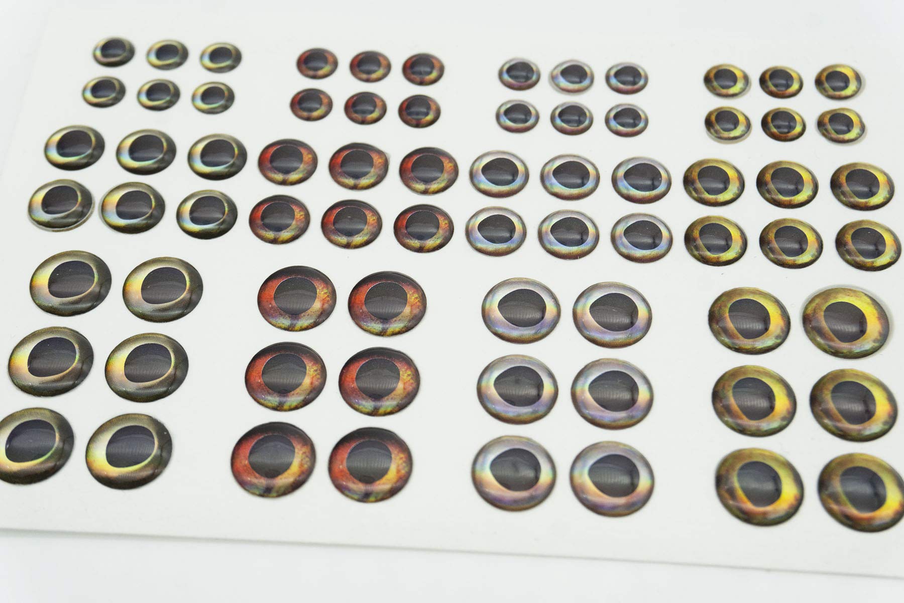 HTHYLURE 216 PCS Fishing Lure Eye Self Stick Lizard Reptile 3D 4D Eye Fly Tying Variety Simulation Making Fly Tying Fake Fish Eyes Artificial Holographic Fake Eyes 72PCS/Set with 3 Set 6mm