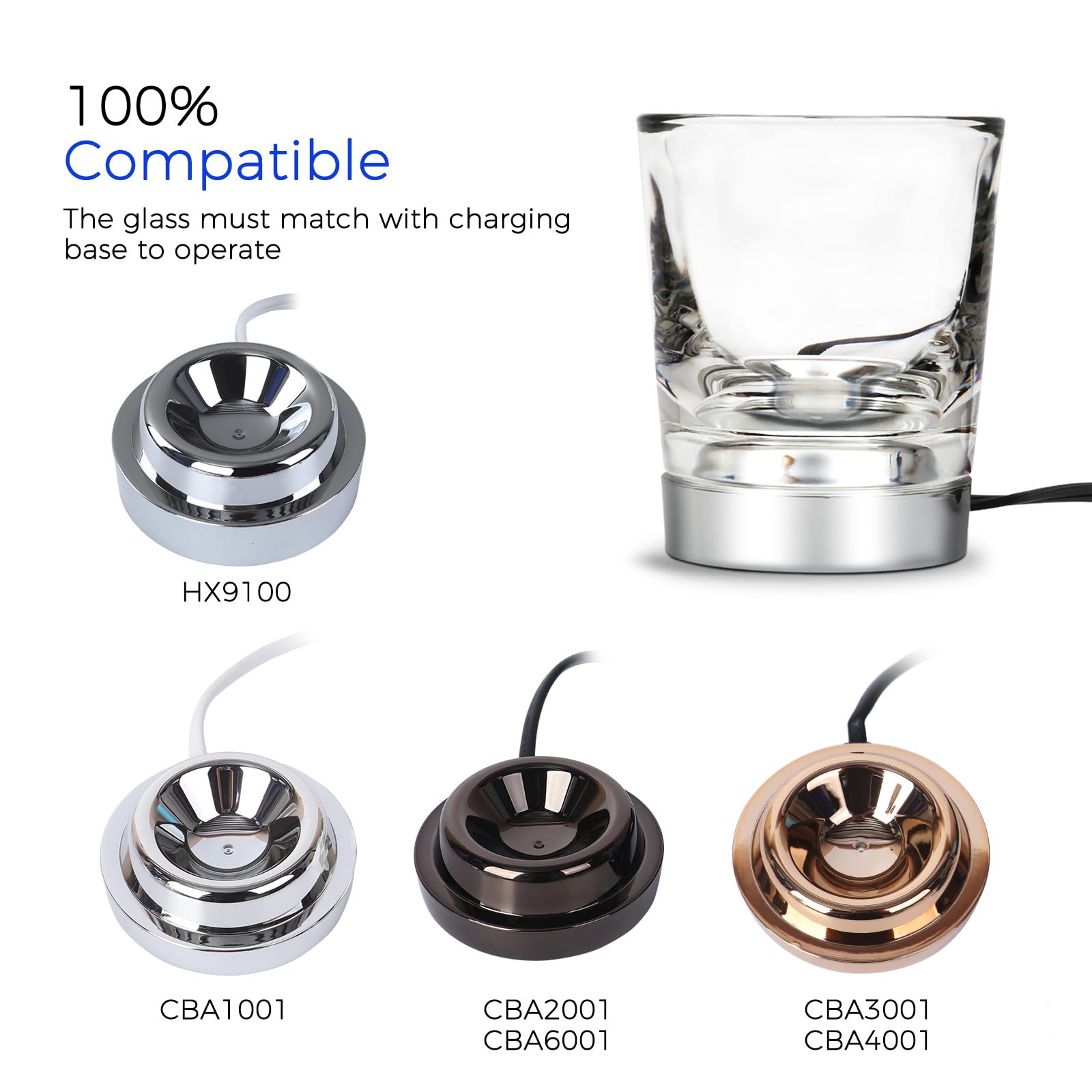 Replacement Charger Glass Cup Compatible with Philips Sonicare Electric Toothbrush HX9352 HX9360 HX9340 HX9900,Charging Base Glass Cup for HX9100 CBA1001 CBA2001 CBA3001
