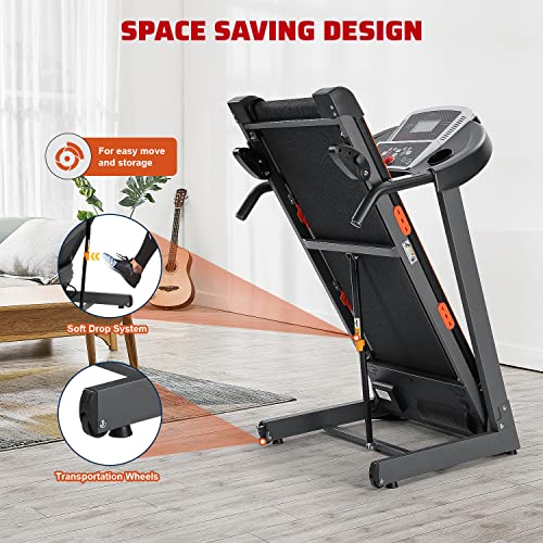 Treadmill for Home Folding Treadmill Running Machine Electric Treadmill with 3-Level Manuel Incline 15 Preset Training Programs on LCD Display and 2.5HP Power 8.5MPH Max Speed 220lbs Black