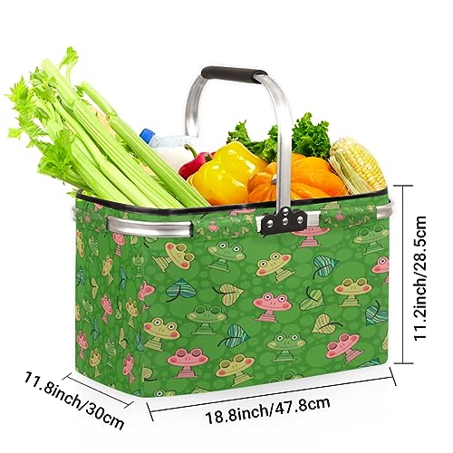 Tavisto Childish Frog Versatile and Durable Reusable Grocery Tote Bag - Spacious and Foldable with Fun Print Designs - Perfect for Shopping, Picnics, and Storage