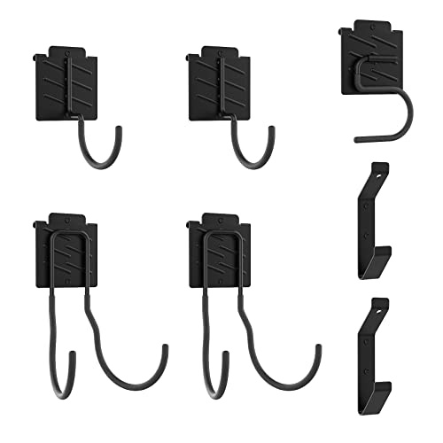 TORACK 7PCS Shelving Hooks for Keyhole Shelving Units, Metal Shelving Hook Organizer Kit for Tools, Cords, Hoses, Bags, etc., No Drilling No Holes