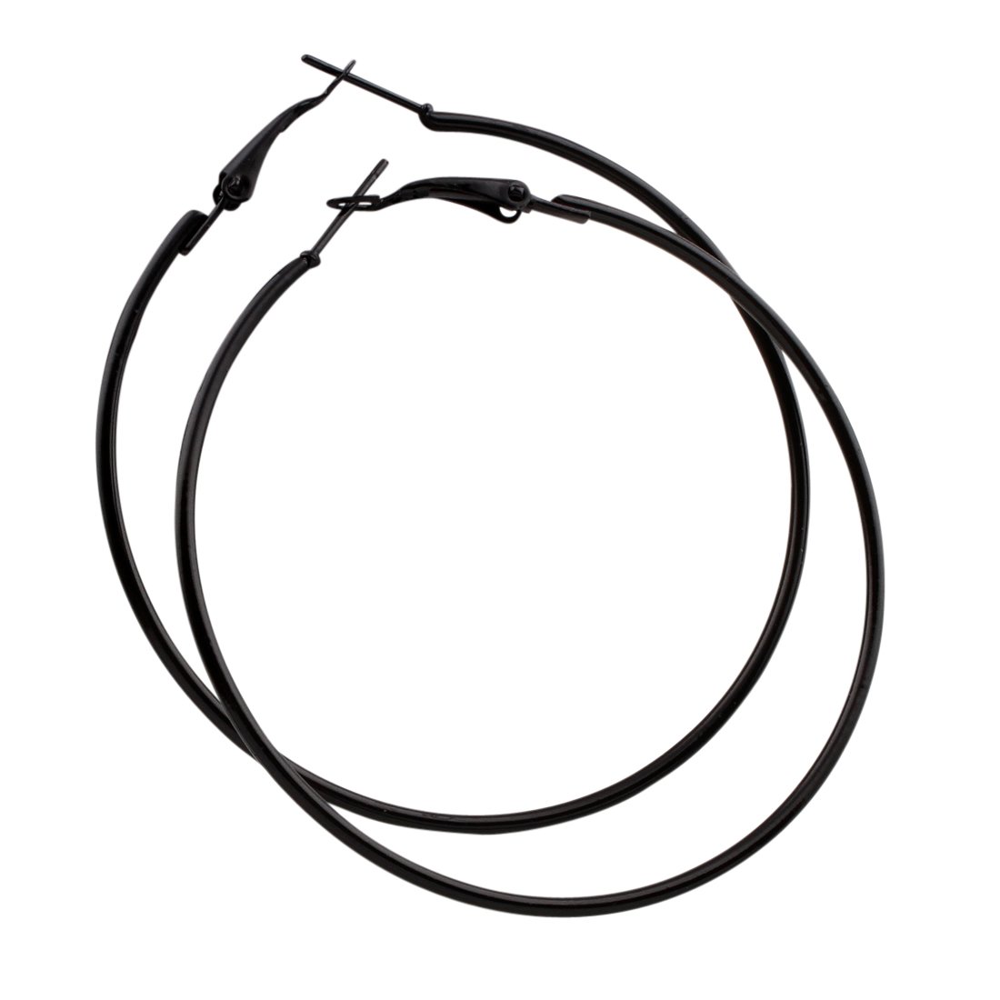 IDB Classic Stainless Steel Big Hoop Color Earrings - Huge Basketball Oversized Retro 80's Hoops - 3 1/8 inch (3.125" / 80mm) Diameter - (Midnight Black)