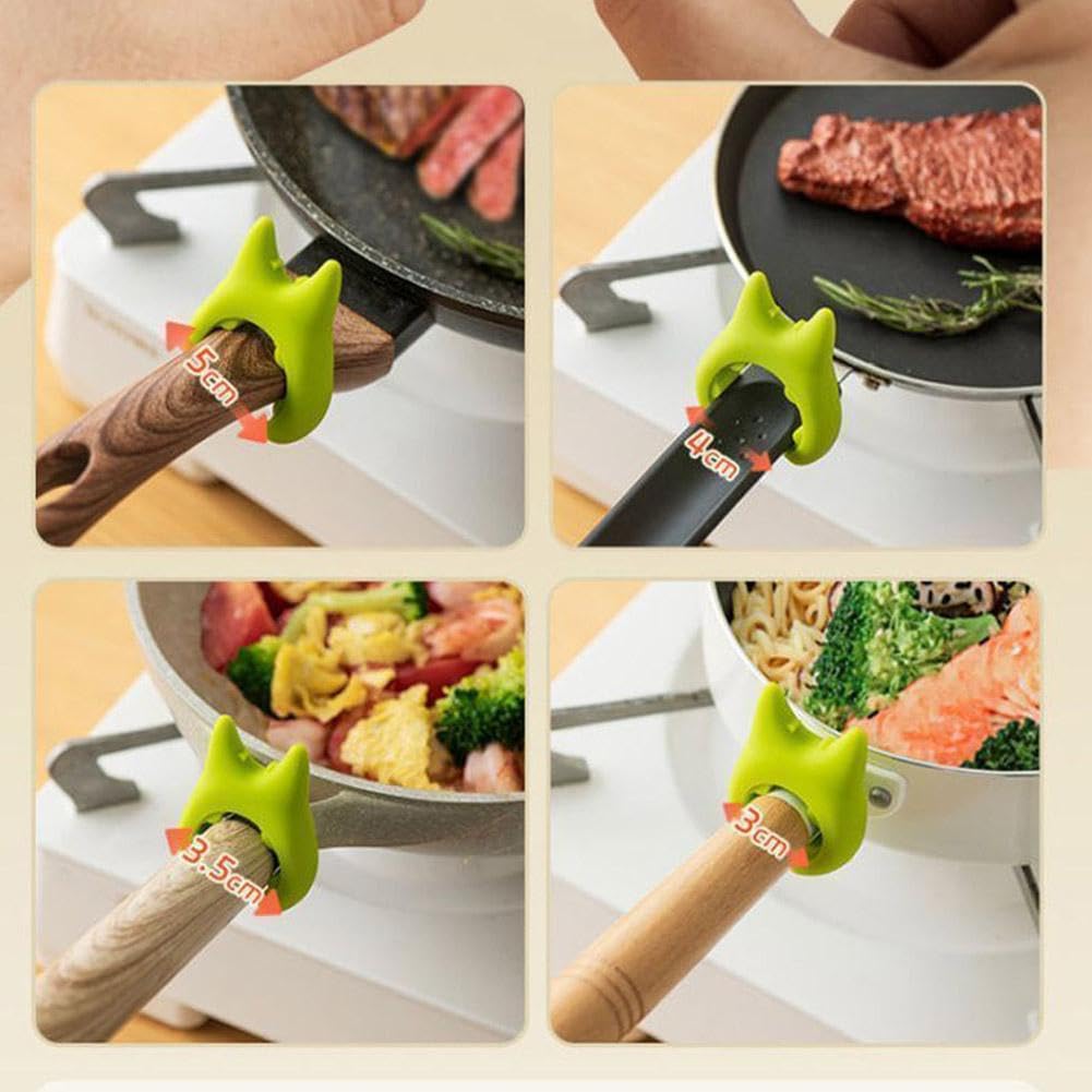 Spoon Pot Pan Holder Spatula Bracket Clips,2024 New Silicone Heat Resistance Non-Slip Spoon Rests,Rest Spoon Holder Steam Releaser for Pot Cooking,Wok Spatula Bracket Clip Kitchen Gadget