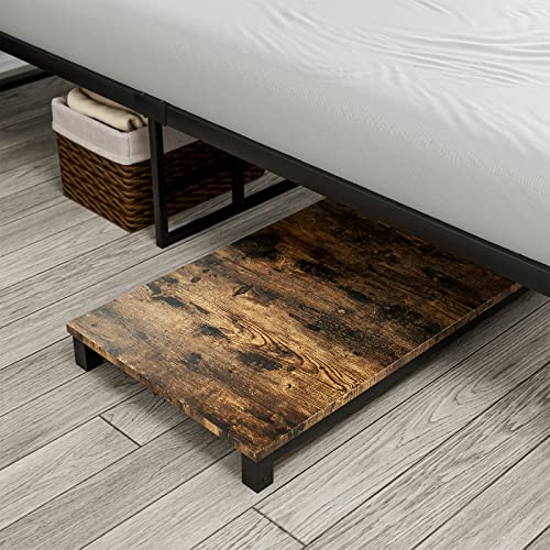RISWER Computer Desk with Monitor Riser Folding Table Home Office Writing Study Desk 39β Width 19β Depth with Industrial Style Small Table Metal Frame Rustic Brown