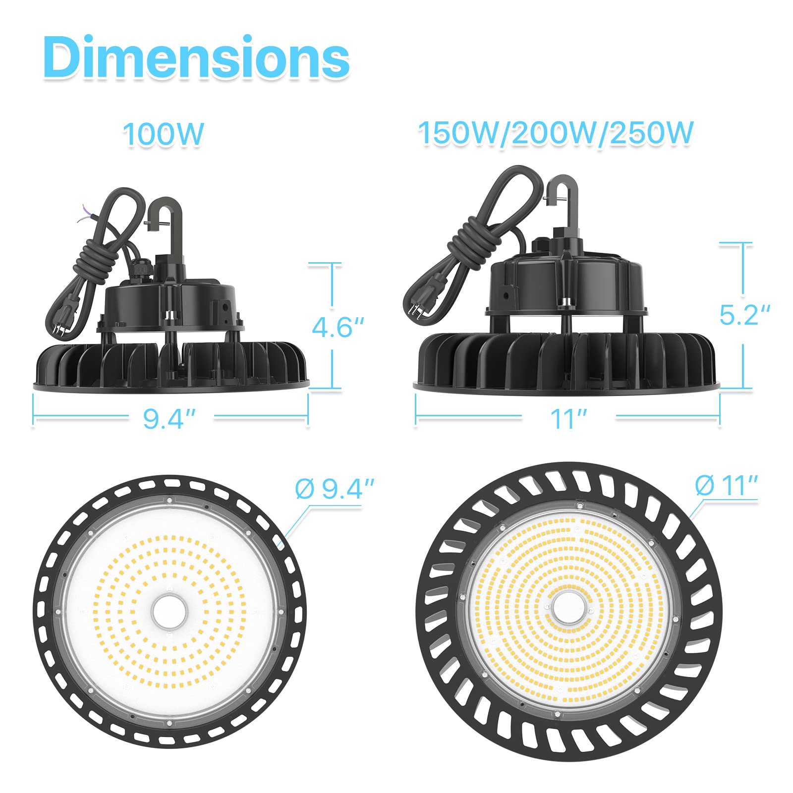 HYPERLITE LED High Bay Light | 28000LM( 200W ) Dimmable High Bay LED Lighting | UL Listed | 5000K Commercial Lights | US Hook Included | Alternative to 850W MH/HPS