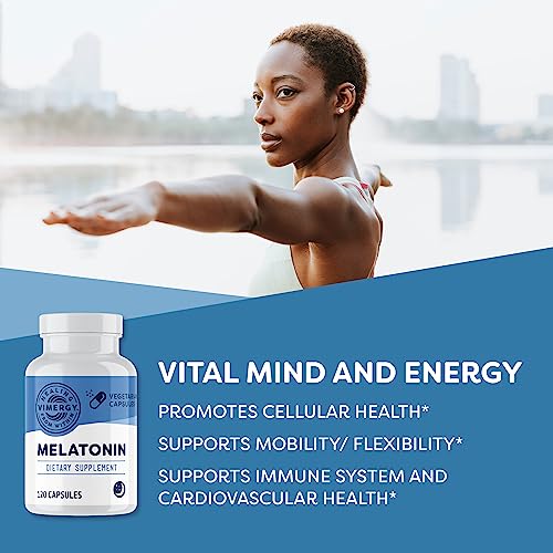 Vimergy Melatonin Capsules, 120 Servings โ Natural Sleep Aid โ Sleep Supplement โ Helps You Fall Asleep Faster & Stay Asleep Longer - Non-GMO, Gluten-Free, Kosher, Soy-Free, Vegan, Paleo
