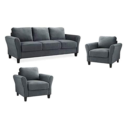 Home Square Set of 3 Sofa and Accent Chairs in Gray