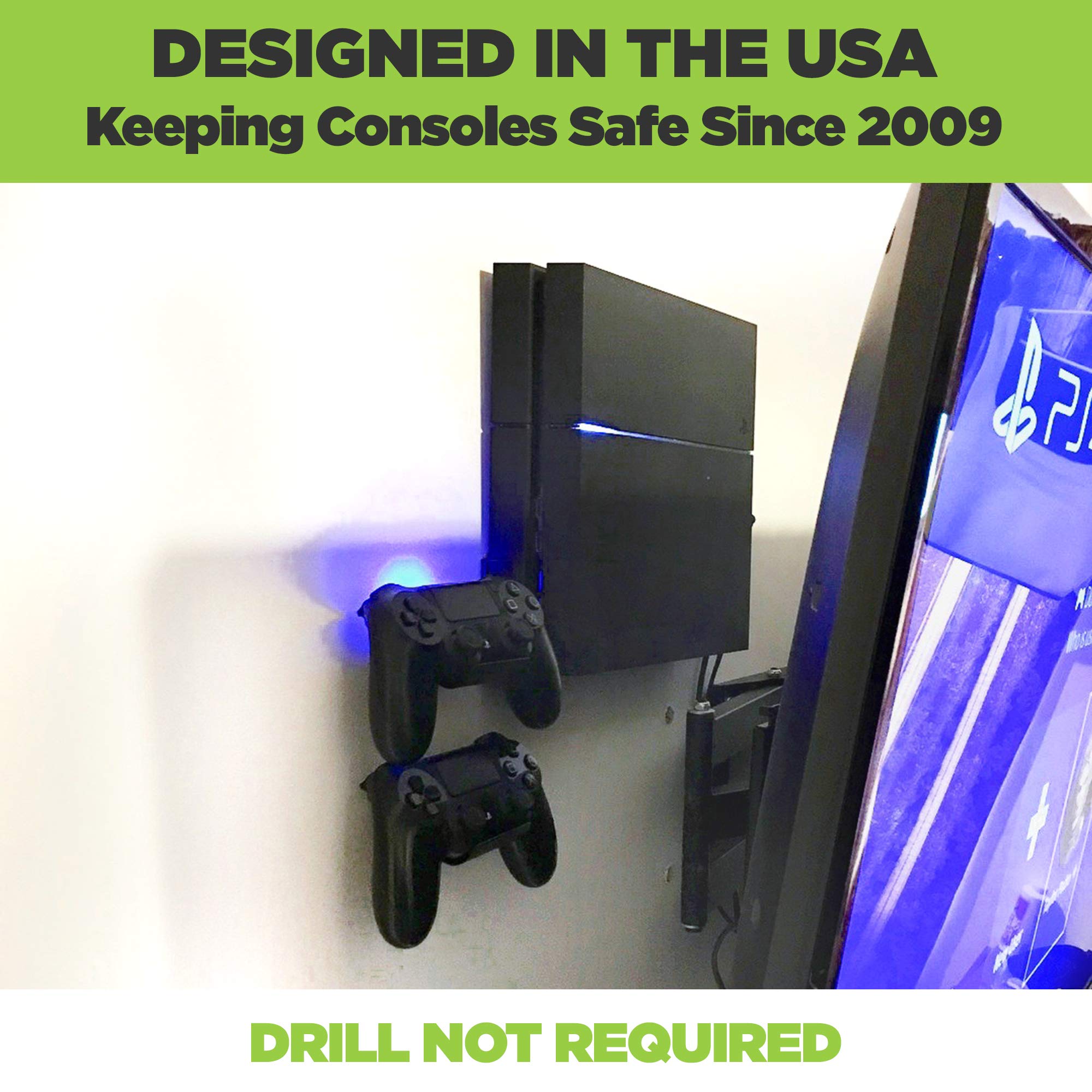 HIDEit Mounts 4 Wall Mount for Original PS4 - Patented in 2016, American Company - Black Steel Wall Mount for PS4 Original to Safely Store PS4 Console Behind TV