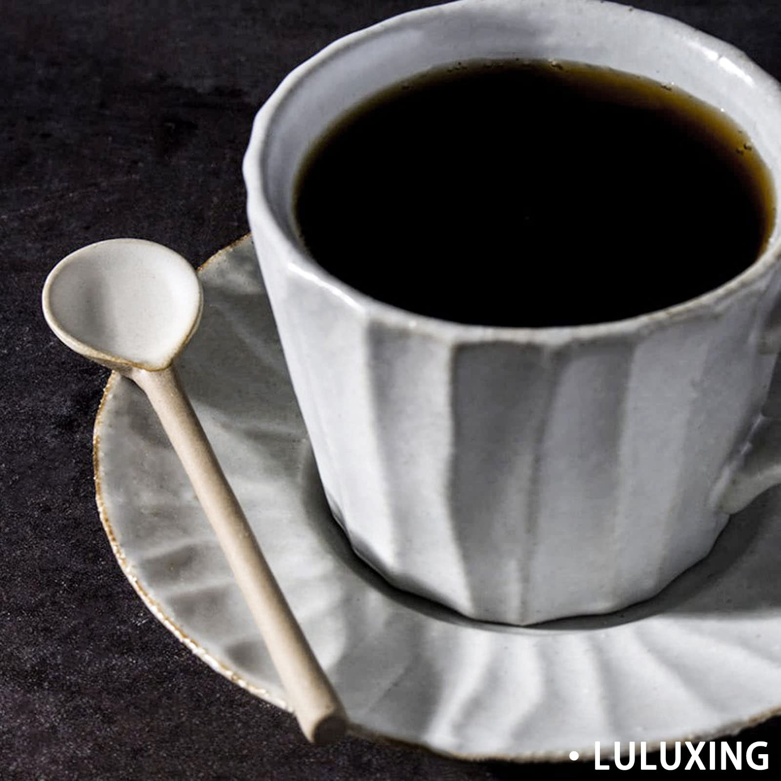 luluxing Ceramic Small Coffee Spoon Retro Small Porcelain Spoon Mini Teaspoons For Coffee Sugar Dessert Cute Tableware Pack of 3