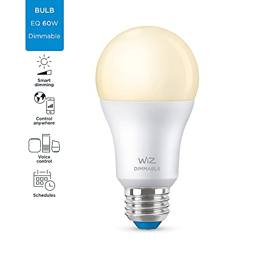 WiZ 60W A19 Soft White LED Smart Bulb - Pack of 1 - E26- Indoor - Connects to Your Existing Wi-Fi - Control with Voice or App + Activate with Motion - Matter Compatible