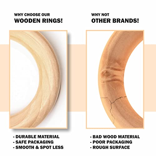WUUDAR 20Pcs Wooden Rings for Crafts, 55mm - Smooth Unfinished Macrame Rings β Durable & Lightweight Wood Rings for Jewelry, DIY Making, Crafts & Home Decor