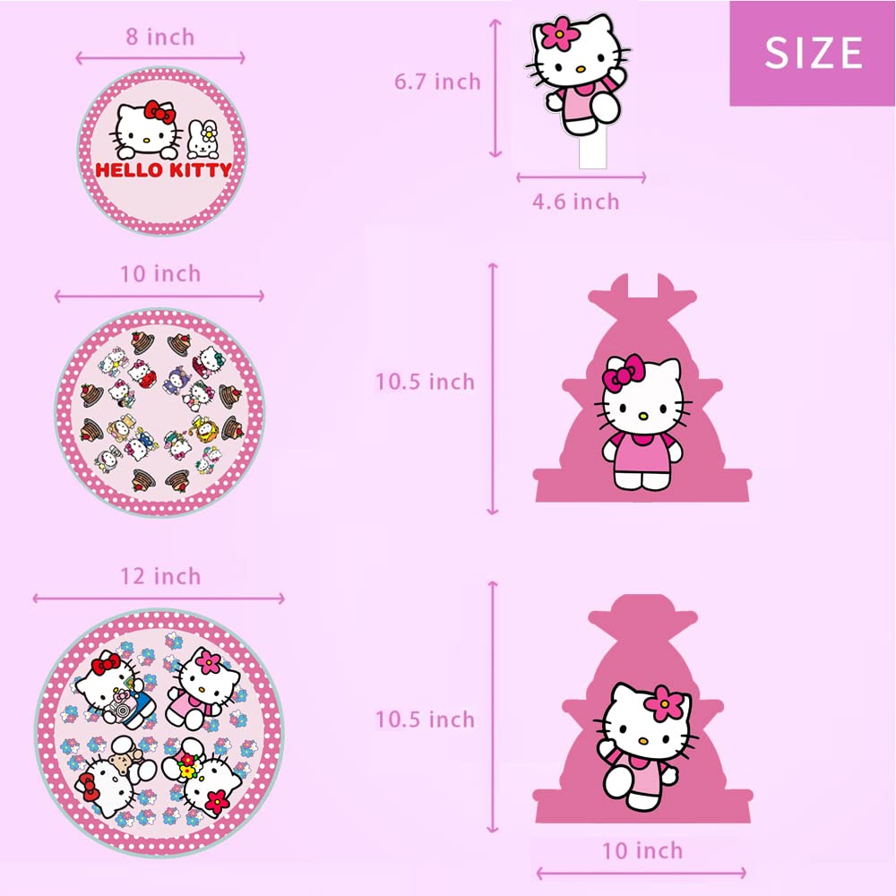 Hello Kitty Party Supplies Decorations, 3 Tier Cupcake Stand, Birthday Dessert and Cake Display Stand for Birthday Party Decoration, Hello Kitty Party Favors Decorations