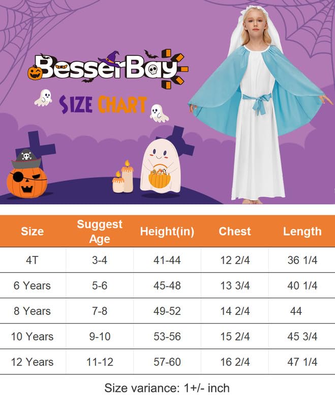 Halloween Child Girls Alice Outfit Puff Sleeve Casual Ruffle Trim Midi Dresses with Headband Blue 10 Years