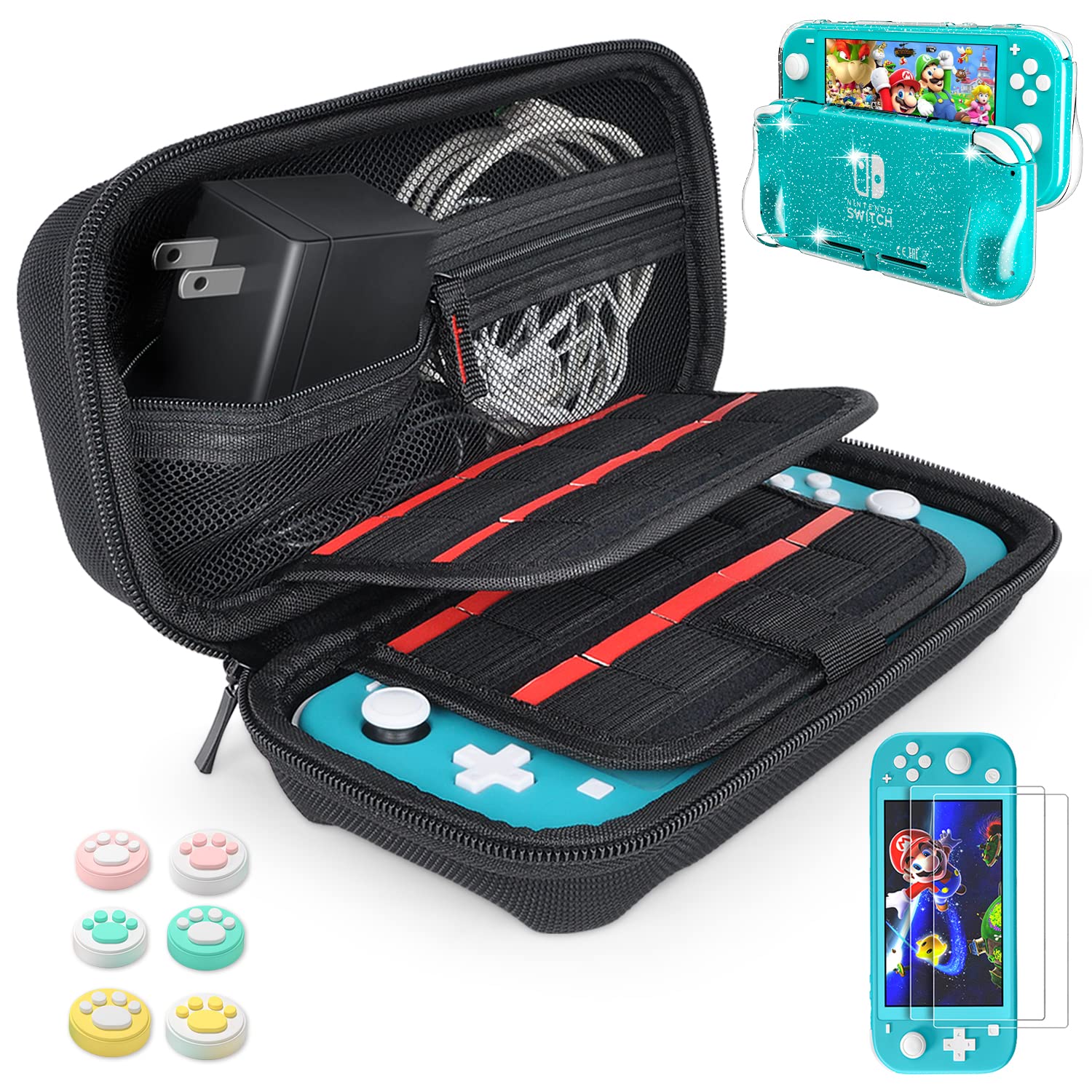 Hestia Goods Case Compatible with Nintendo Switch Lite Case, Soft TPU Glitter Cover, Screen Protector for Switch lite Console & Accessories