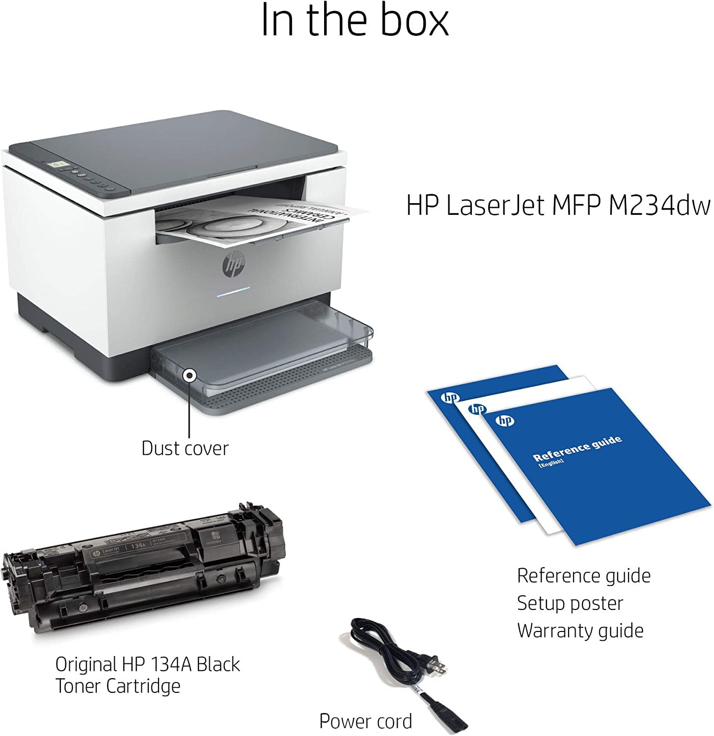 HP Laserjet MFP M234dw Wireless Monochrome All-in-One Laser Printer, Print Scan Copy,600x600 dpi, 30ppm, Auto Duplex Printing, 1.27" LCD Display, Wi-Fi, Ethernet - WULIC Printer Cable
