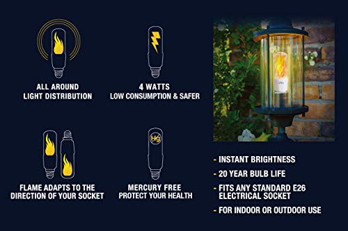 HoogaLife LED Flame Effect Light Bulbs - E26 LED Bulb with Gravity Sensor Flame Night Bulb for Holiday Gifts Home Hotel Bar Party Decoration (2 Pack)