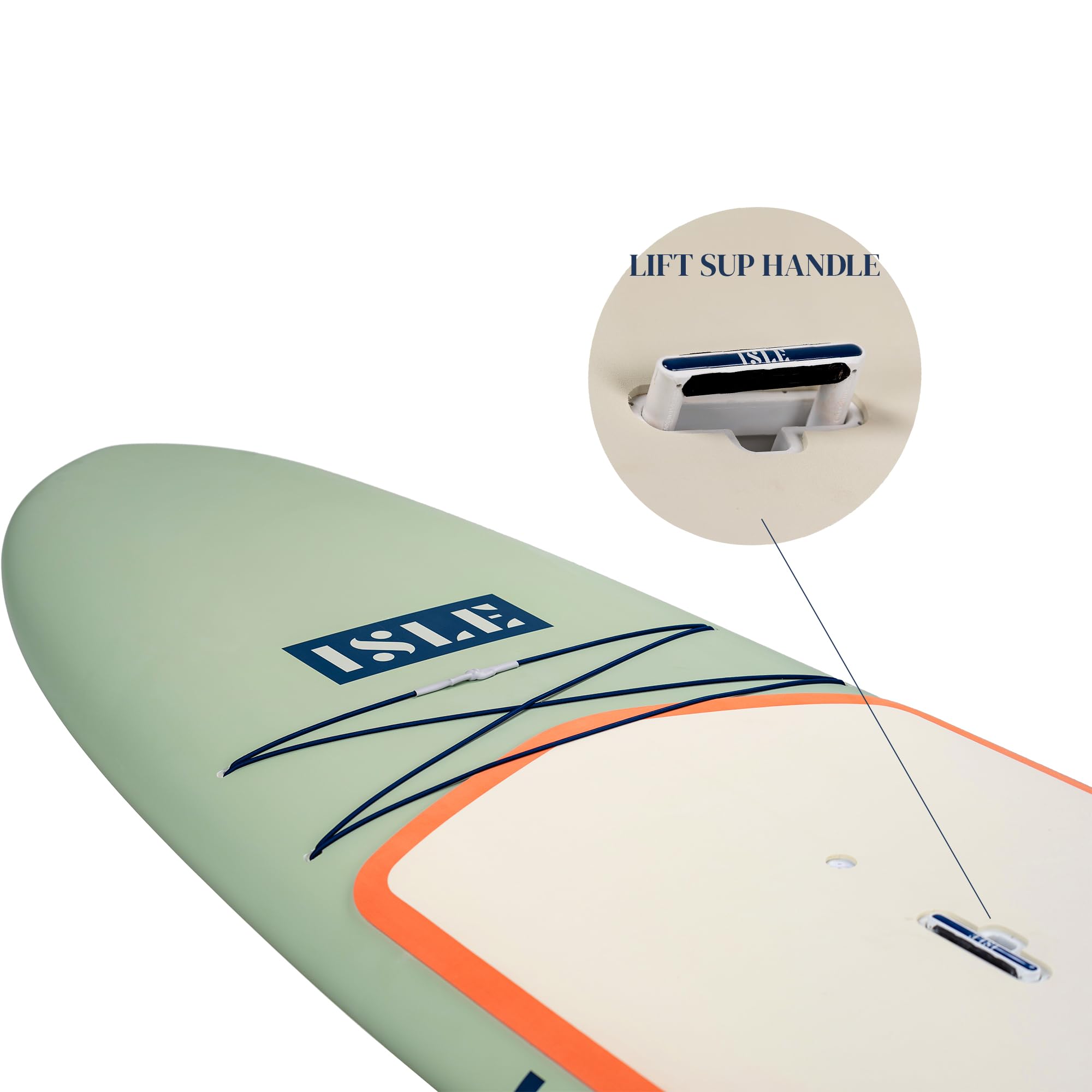 ISLE Versa Rigid Stand Up Paddle Board & SUP Bundle Accessory Pack — Hard Board Lightweight Epoxy SUP — 215 Pound Capacity, 11’2” Long x 33" Wide x 5 3/16” Thick (Seafoam/Peach)