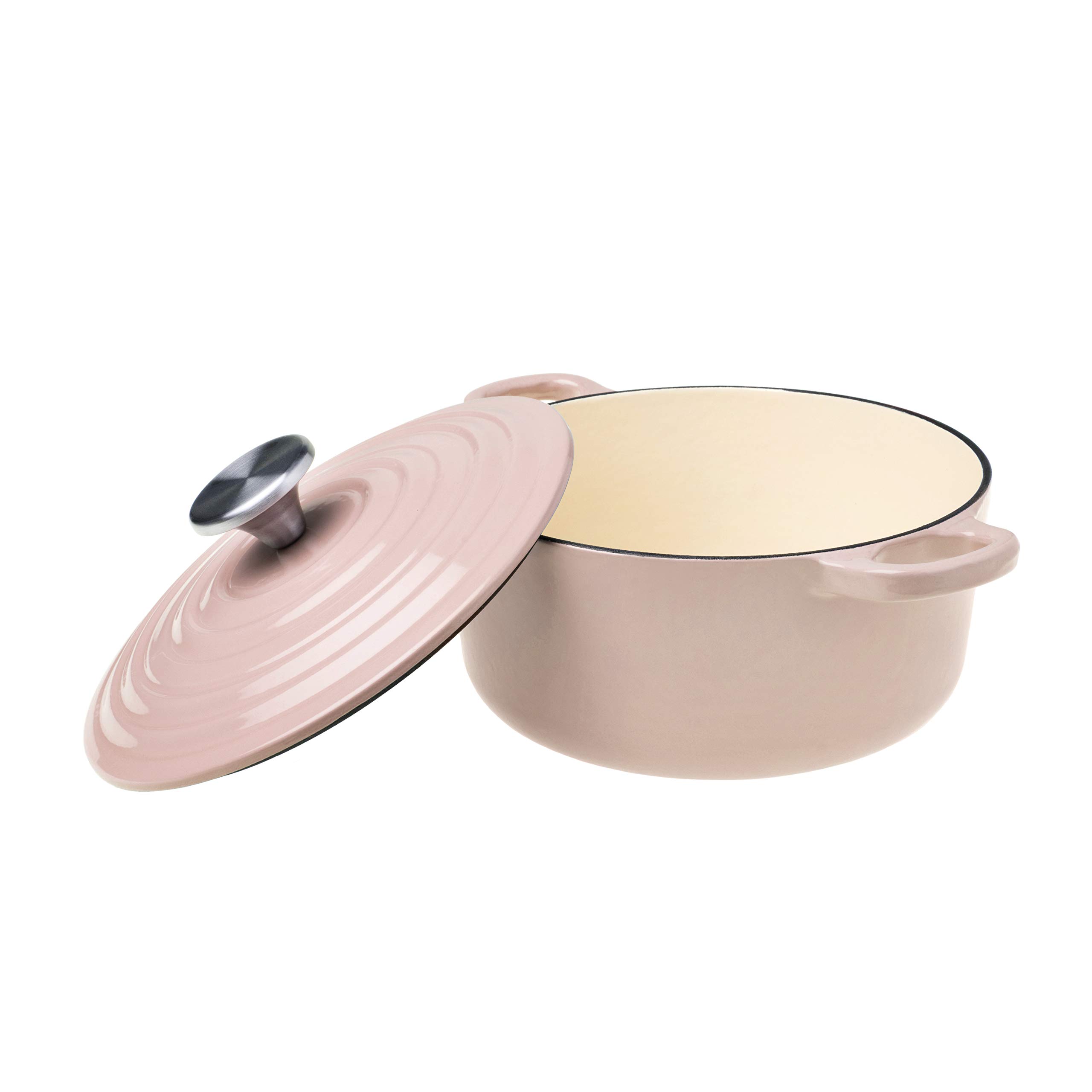 House of Living Art Dutch Oven, Enameled Cast Iron, 2.7 Quart, Pink