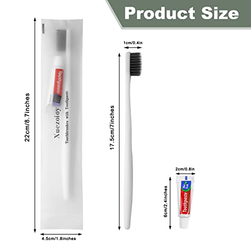 Xuezoioy Disposable Toothbrushes with Toothpaste Pack of 30,White Individually Wrapped Disposable Travel Toothbrush Kit in Bulk for Homeless,Nursing Home,Shelter,Hotel,Charity