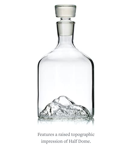 Whiskey Peaks Half Dome Decanter, 44 fl oz, Glassblown, Lead-Free Crystal with Stopper