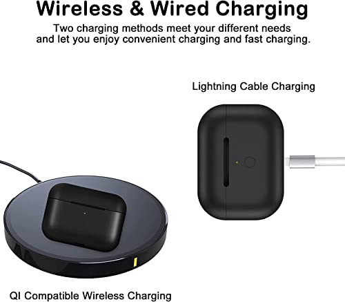 Wireless Charging Case Compatible with AirPods Pro, Qi-Certified for Airpods Pro Charger Replacement Cases, Support Bluetooth Pairing&Sync Button, 660 Mah Built-in Battery, Black(Earbuds Not Included)