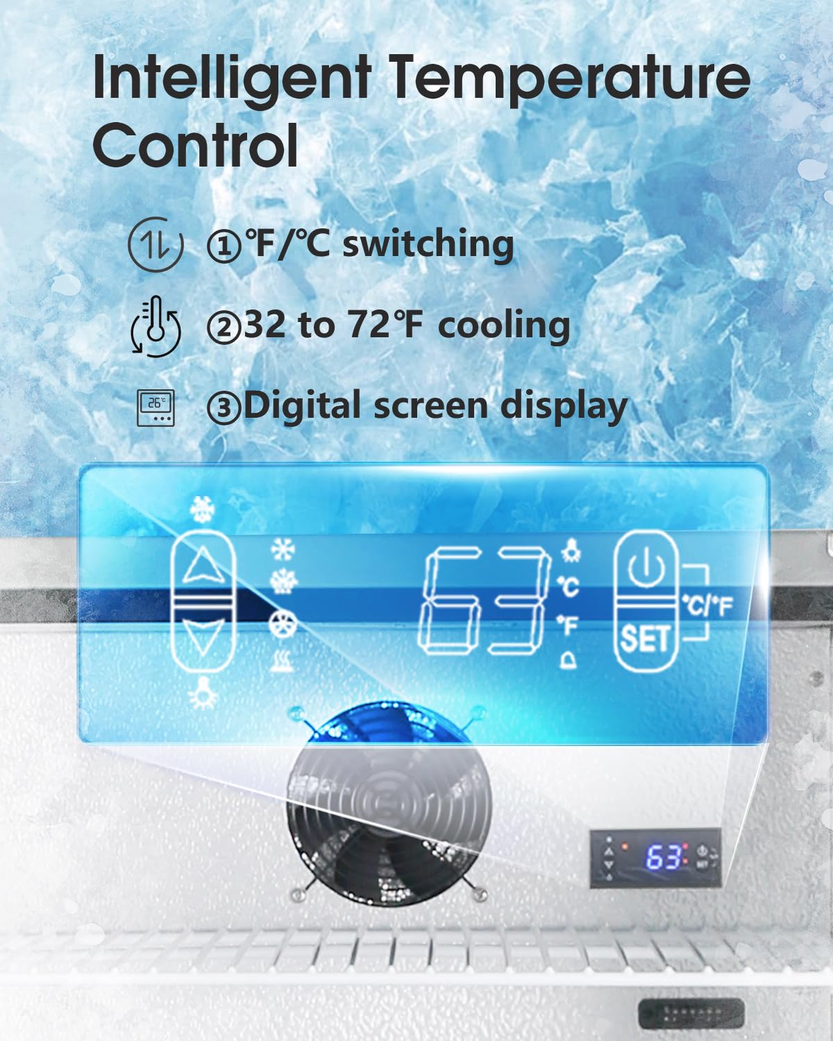 Hck Outdoor Beverage Fridge, 4.1 Cu.Ft. Capacity, Compact Freezerless, Multiple Temperature Settings, Flexible Storage Options, Built-in Lighting