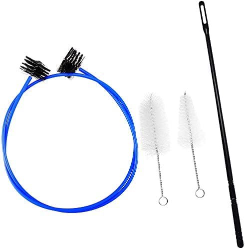 Hysagtek 4 Pieces Trumpet Snake Brush Cleaning Kit, Trumpet Brush Mouthpiece Brush Valve Casing Brush Flexible Brush with Cleaning Rod