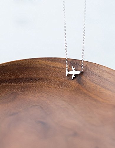 Helen de Lete Original Frosted Women's Airplane 925 Sterling Silver Collar Necklace