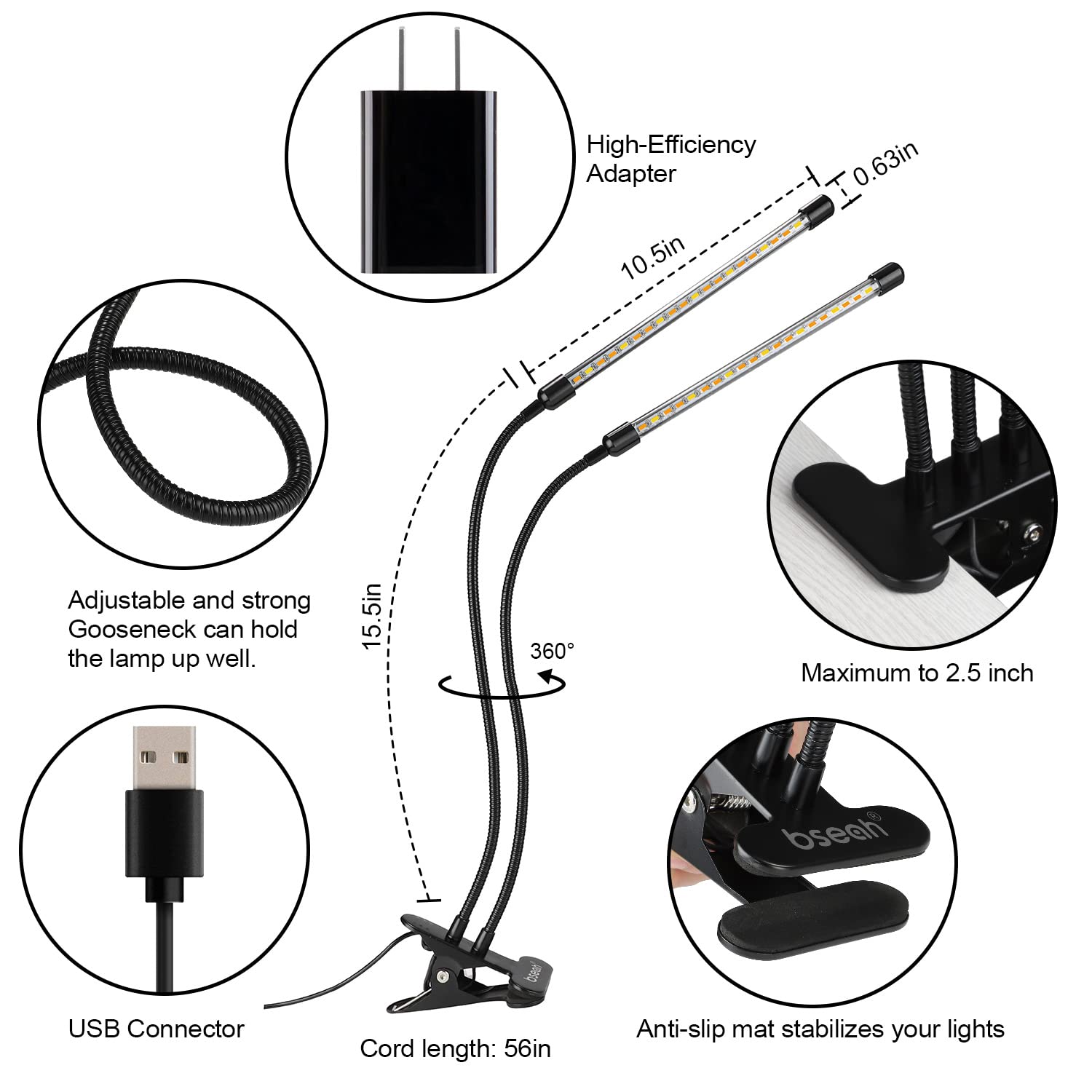 Plant Grow Light for Indoor Plants,Led Grow lamp (2 Head 2 Pack)