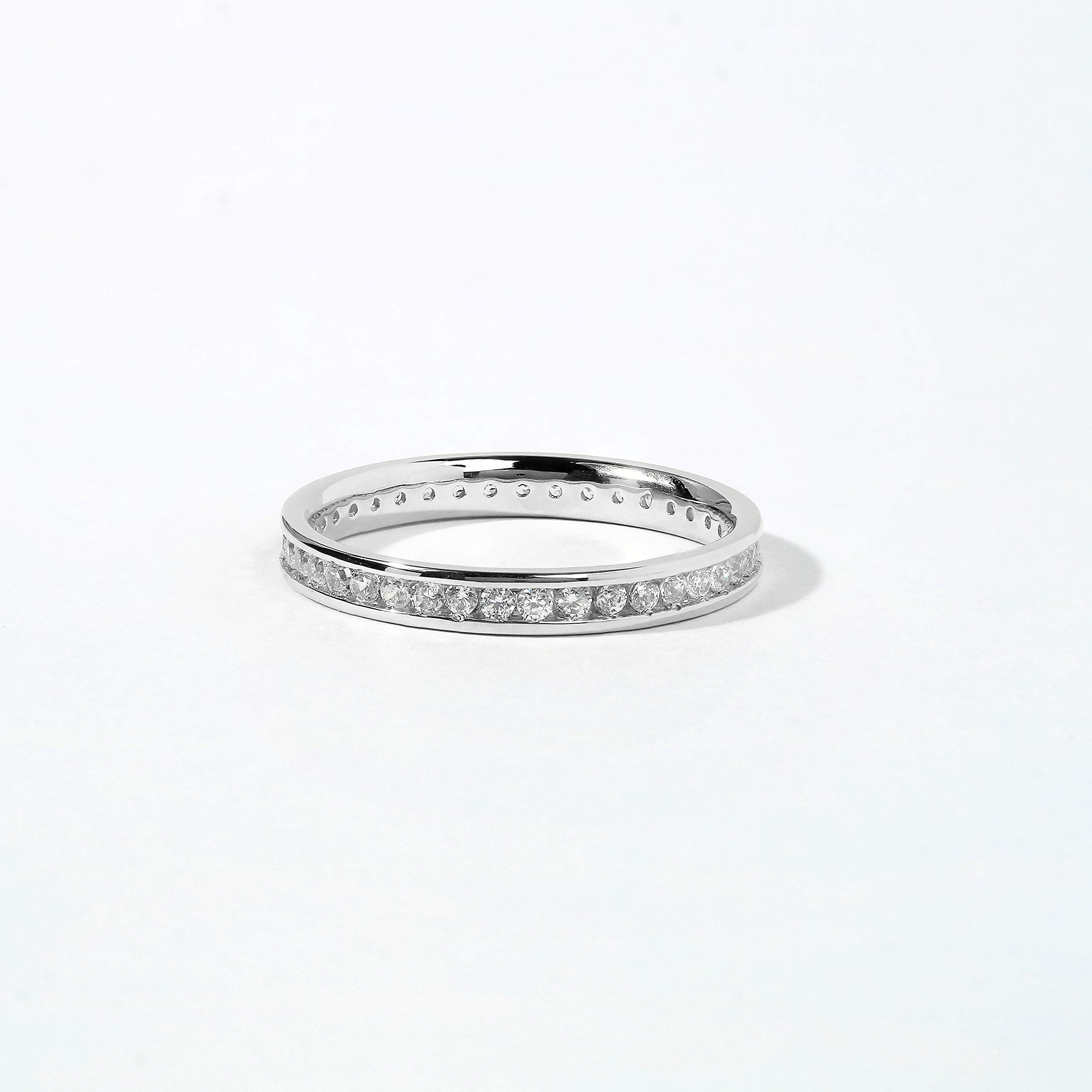 IGI Certified 14k White Gold 1/2CT TDW All-Around Diamond Stackable Eternity Wedding Band by Diamond Hub Love Gift for Women(H-I,I2)