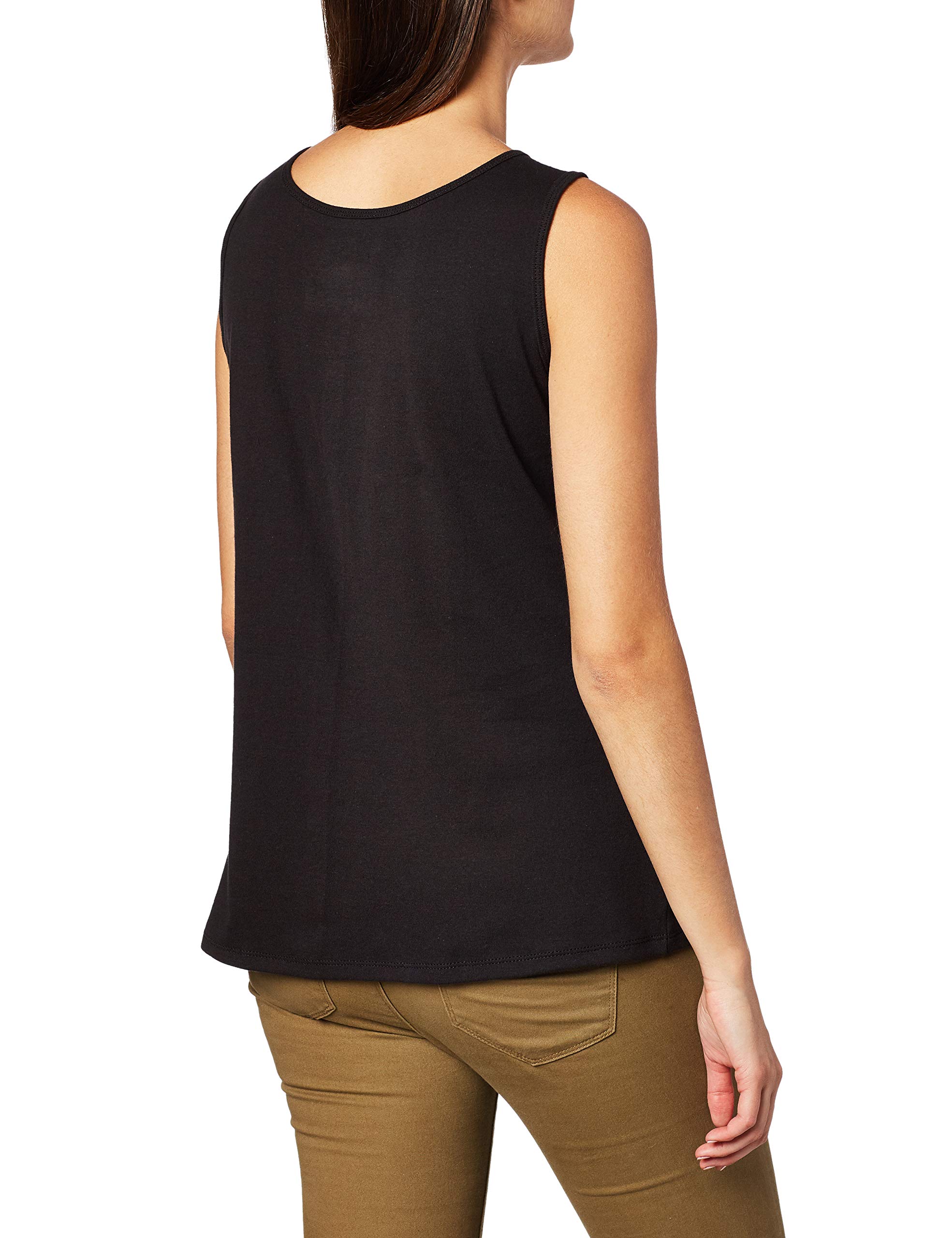 Hanes Women's Shirt Mini-Ribbed Cotton Tank Sleeveless Tanks, Black- 1 Pack, Medium