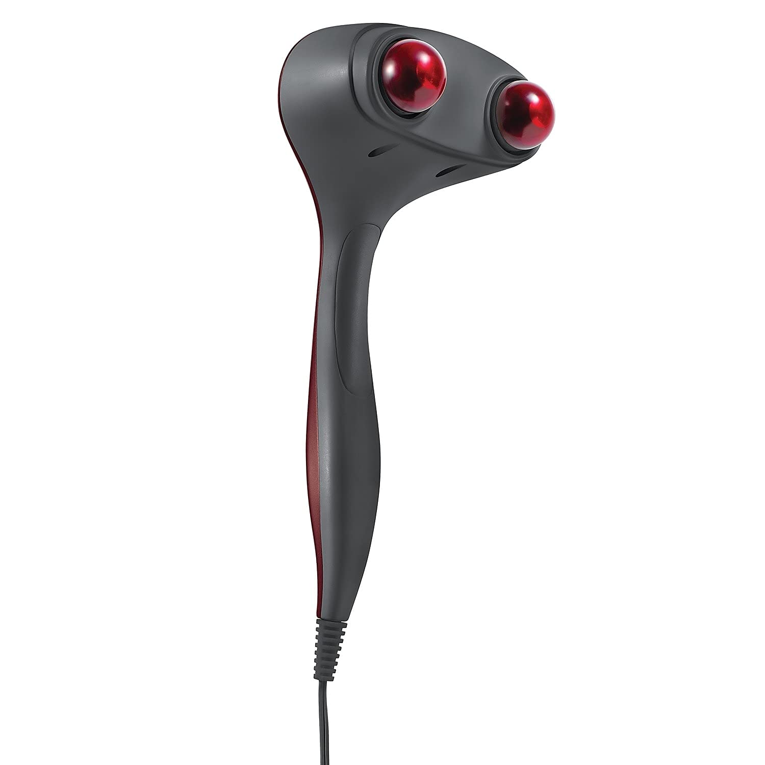 Homedics Compact Neck, Body and Back Massager, Portable Heated Handlheld Percussion Massager with Duel Privoting Heads and Interchangable Nodes for Full Body Tension Release