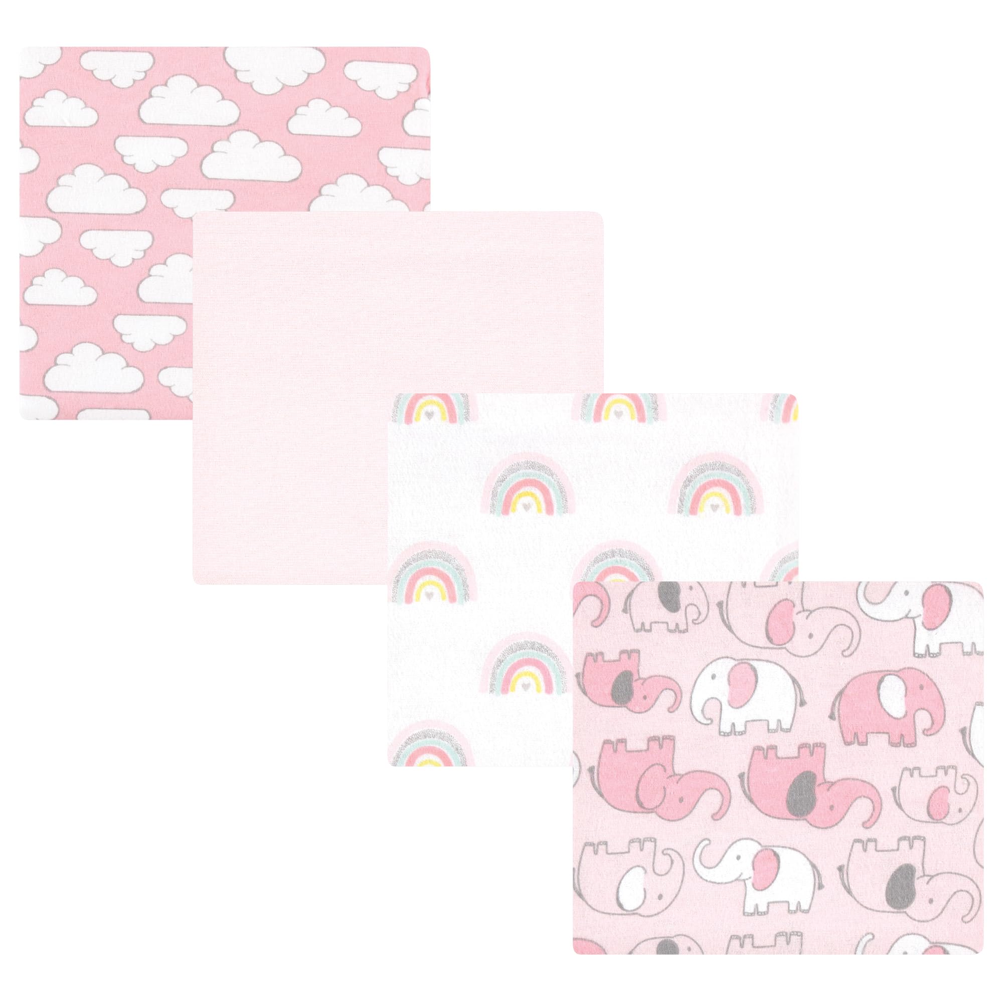 Hudson Baby Unisex Baby Cotton Flannel Receiving Blankets, Girl New Elephant, One Size