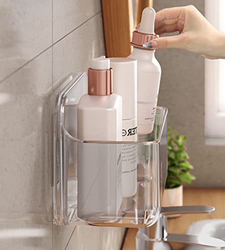 SANTREST 2 Pack Shower Caddy Drill-Free Sticky Shower Shelf Storage Basket for Shampoo & Toiletries, Kitchen Bathroom Bedroom Organizer