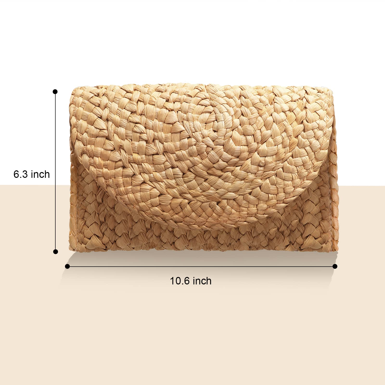 LUOFMISS Straw Clutch Purses for Women Envelope Woven Clutch Handbags Casual Straw Handmade Bag