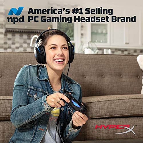 HyperX Cloud - Official Playstation Licensed Gaming Headset for PS4 with in-Line Audio Control, Detachable Noise Cancelling Microphone, Comfortable Memory Foam - Black (Renewed)