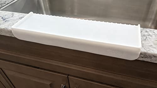 SiliSink Silicone Sink Edge Guard - Kitchen Sink Guard and Edge Protector - ONLY FITS 3.75”-4” Wide Stone Lip - Protects Stone Counters from Chipping and Damage - 14” Length - White