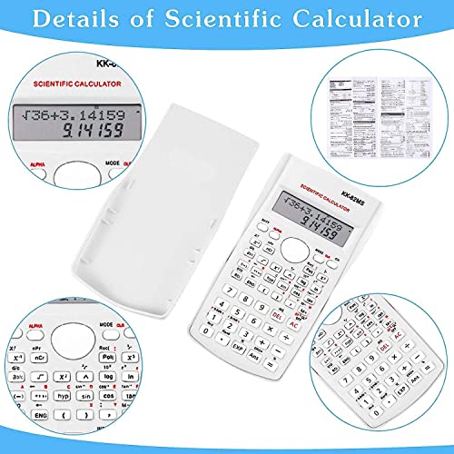 Scientific Calculators for Students, Scientific Calculator 240 Functions 2 Line 10+2 Digits, Scientific Calculators Desktop, Desk Math Calculator for School (White)