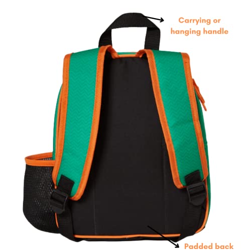 RALME Dinosaur Mini Backpack Set with Water Bottle and Insulated Lunch Pocket for Kids & Toddlers - 12 Inch, Green