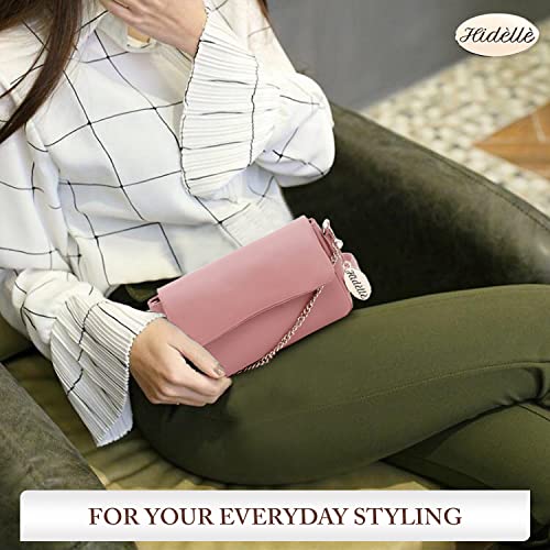 Hidelle Womens Leather Crossbody Shoulder Bag With Adjustable Straps | Purse Handbags For girls- Pink