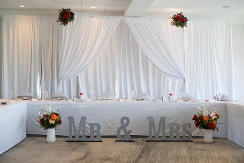 WISH CARE White Backdrop Curtains 2 Panels, 10 Feet Wrinkle-Free Polyester Photography Backdrop Drapes for Wedding Party Background Decorations- 8FTX10FT (White)