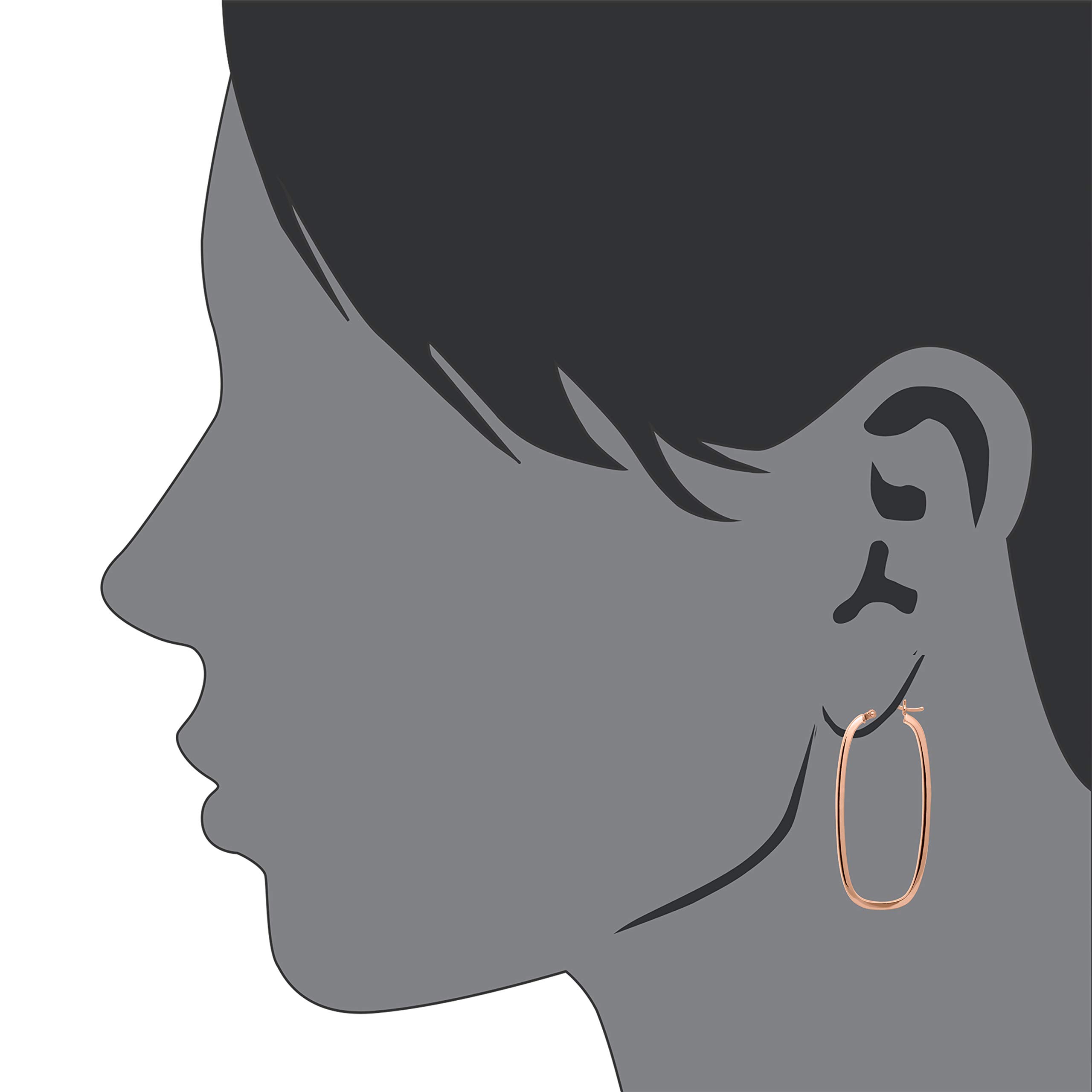 HOT SILVER Sterling Silver Rectangular Square Hoop Earrings,1.8'